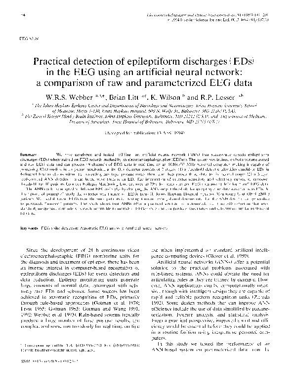 Pdf Practical Detection Of Epileptiform Discharges Eds In The Eeg