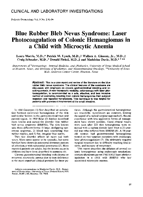 (PDF) Blue Rubber Bleb Nevus Syndrome: Laser Photocoagulation of ...