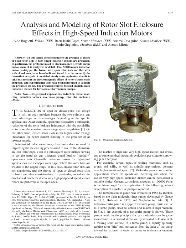 Pdf Analysis And Modeling Of Rotor Slot Enclosure Effects In High Speed Induction Motors