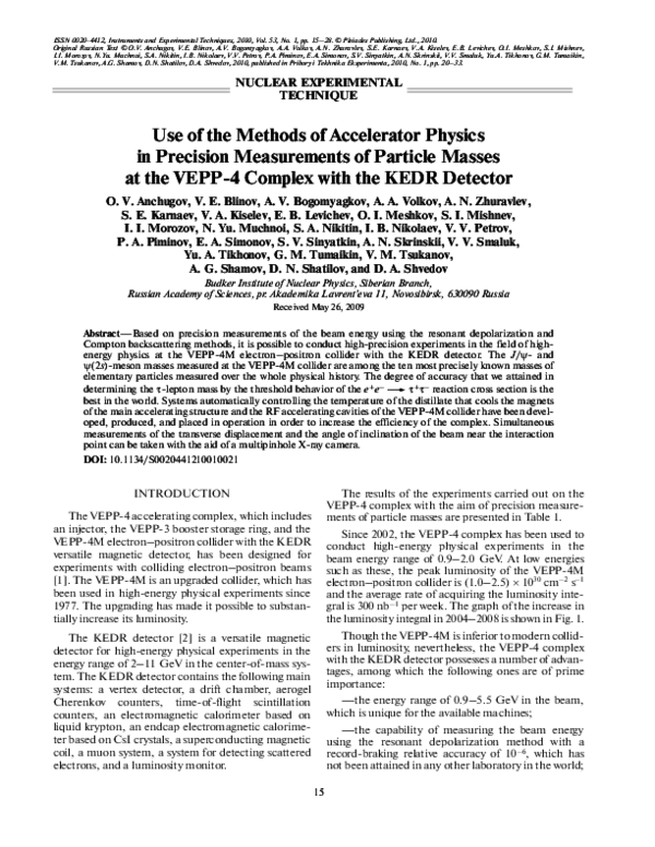 (PDF) Use of the methods of accelerator physics in precision measurements of particle masses at ...