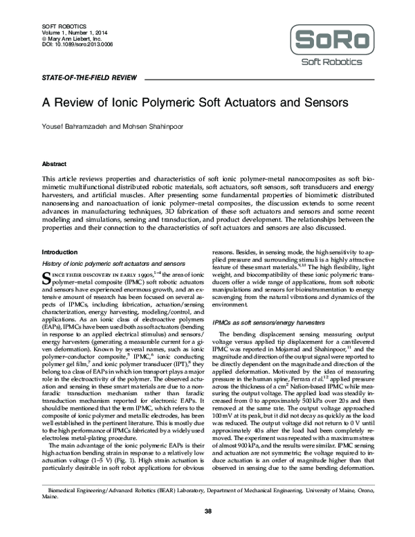 (PDF) A Review of Ionic Polymeric Soft Actuators and Sensors