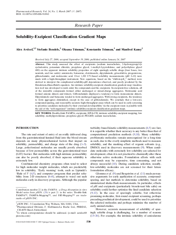 (PDF) Solubility-Excipient Classification Gradient Maps