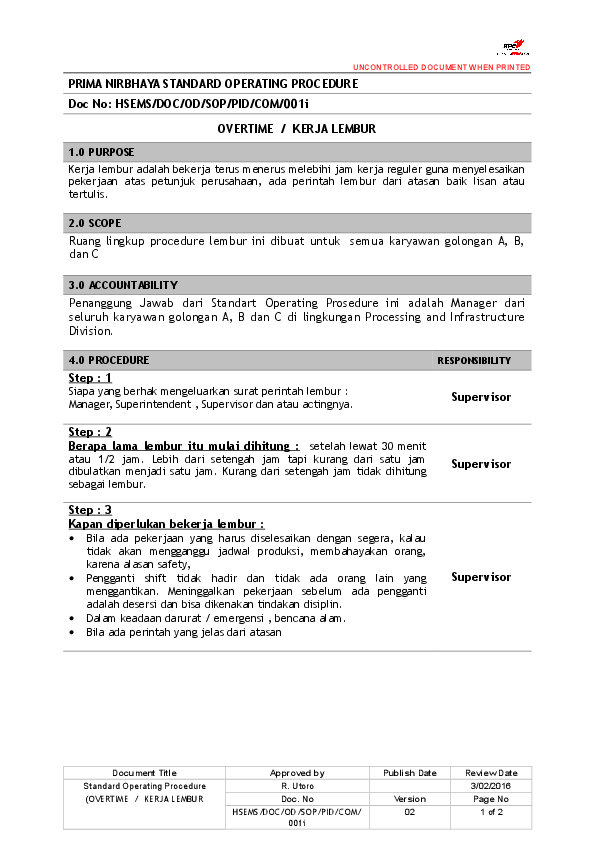 (DOC) SOP OVERTIME