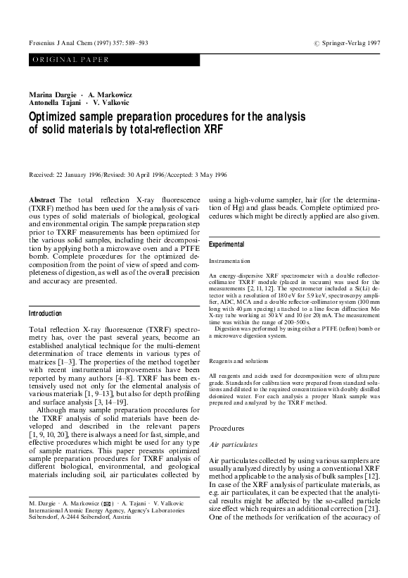 (PDF) Optimized sample preparation procedures for the analysis of solid ...