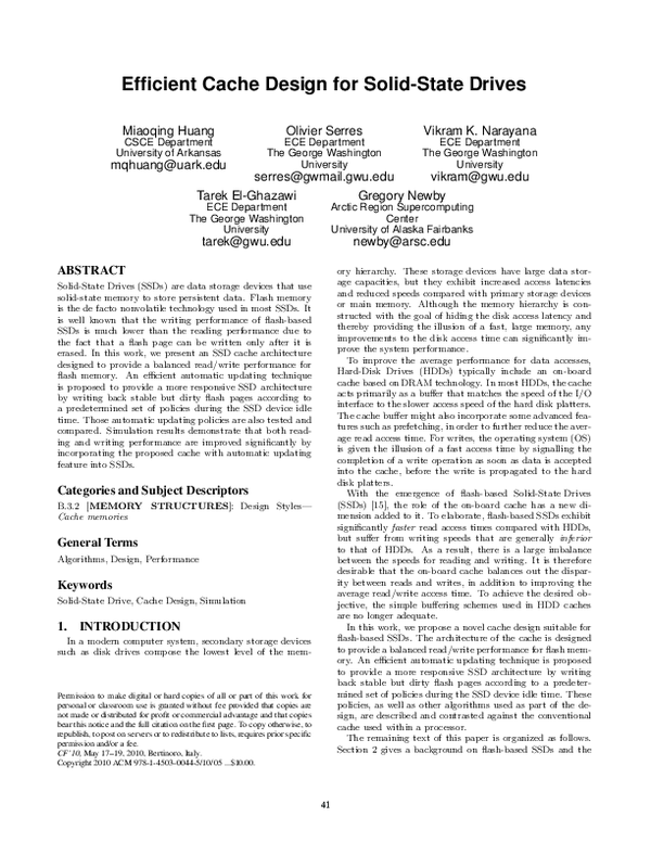 (PDF) Efficient cache design for solid-state drives
