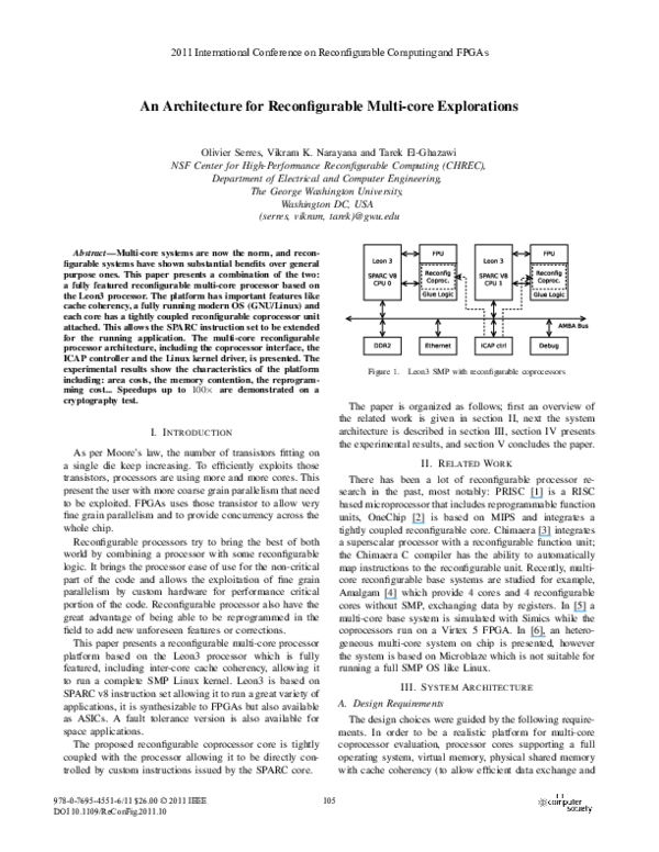 (PDF) An Architecture for Reconfigurable Multi-core Explorations