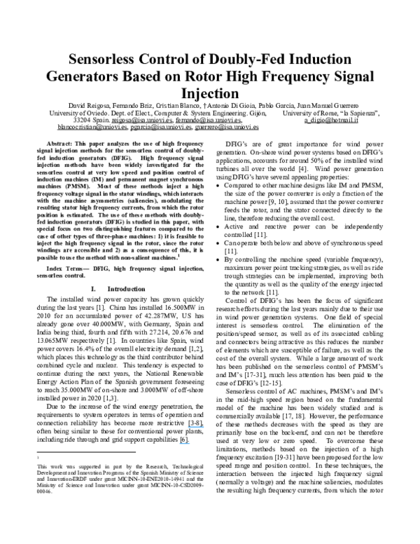 Pdf Sensorless Control Of Doubly Fed Induction Generators Using A Rotor Current Based Mras