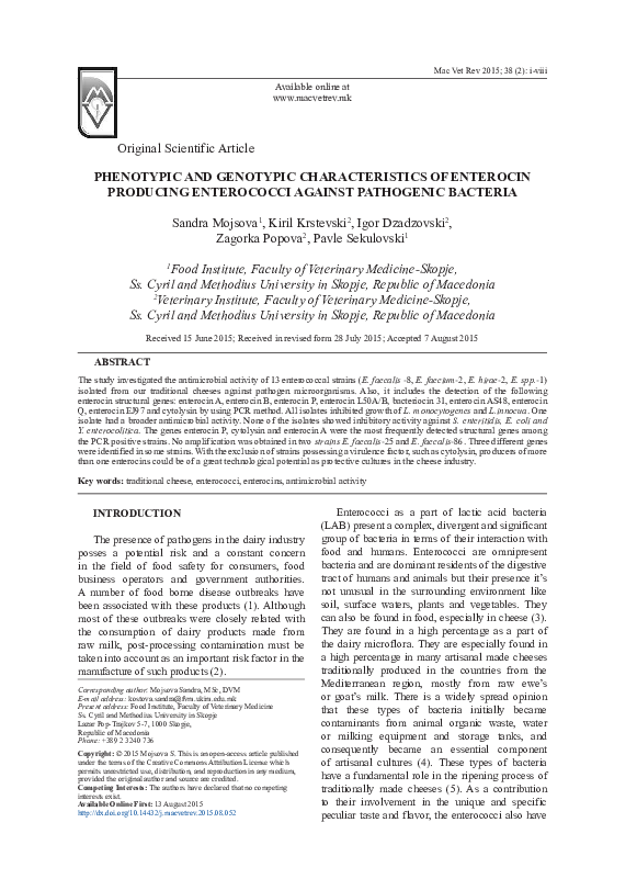 (PDF) Phenotypic and Genotypic Characteristics of Escherichia coli Strains of Non ...