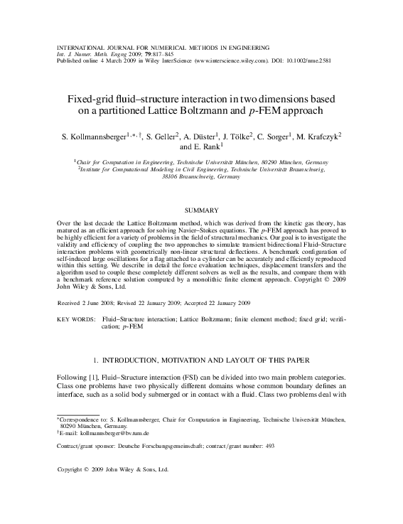 Pdf Fixed Grid Fluid Structure Interaction In Two Dimensions Based On