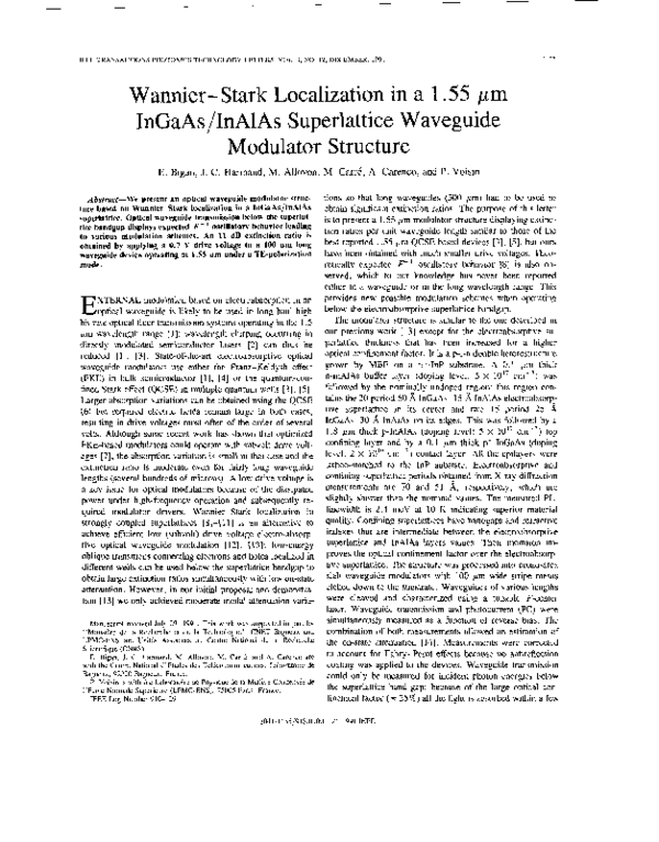 (PDF) Wannier-Stark localization in a 1.55 mu m InGaAs/InAlAs ...