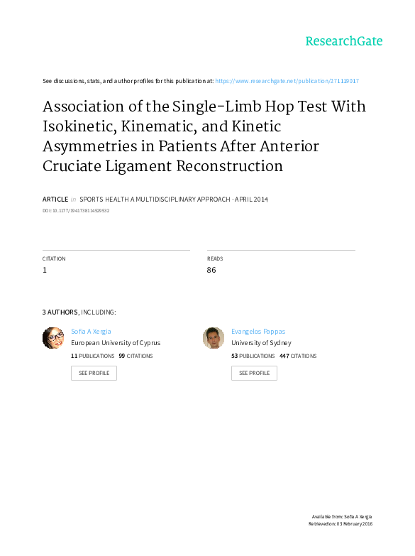 (PDF) Single-Limb Hop Test and Muscle Strength Asymmetries