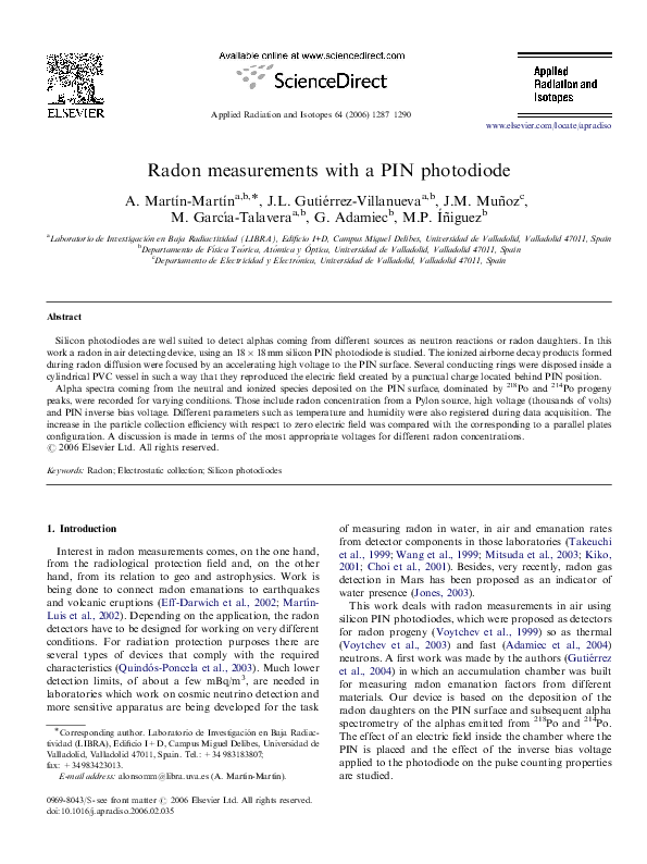 (PDF) Radon measurements with a PIN photodiode