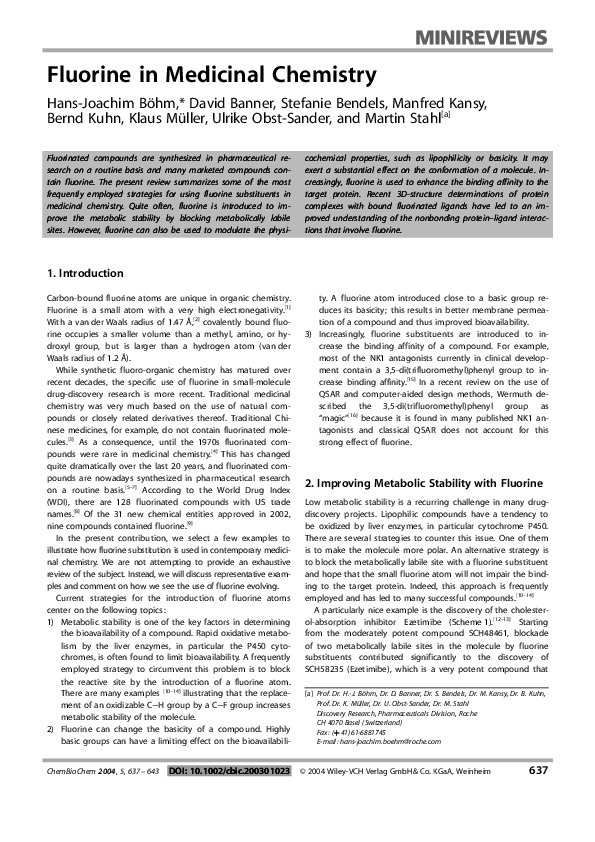 (PDF) Fluorine in Medicinal Chemistry