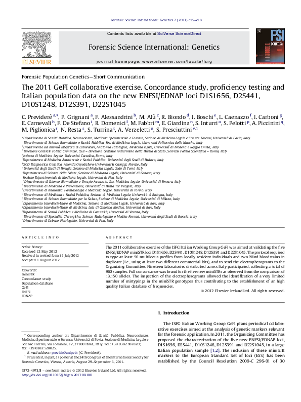 (PDF) The 2011 GeFI collaborative exercise. Concordance study ...