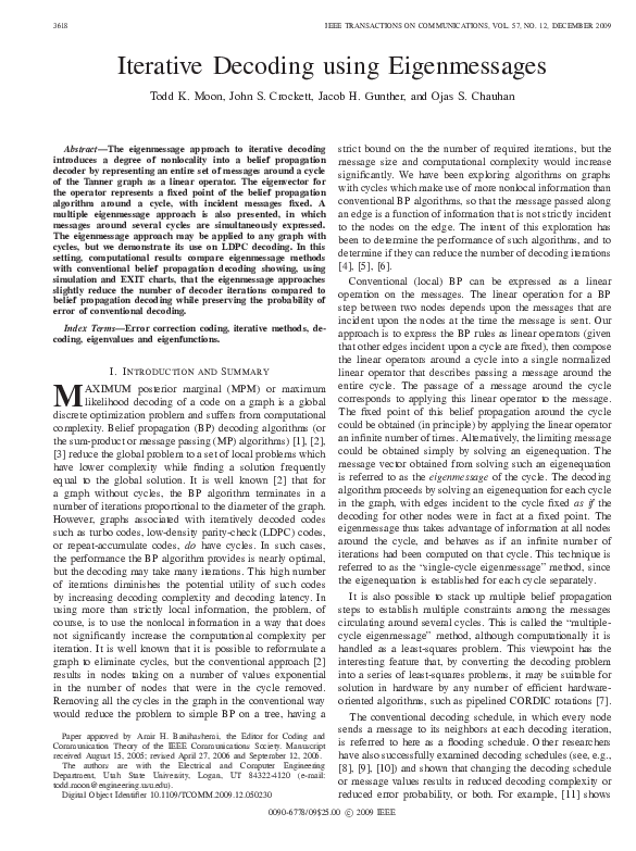 (PDF) Iterative Decoding using Eigenmessages