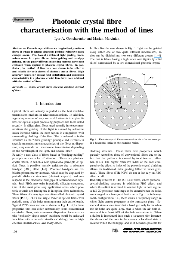 (PDF) Photonic crystal fibre characterisation with the method of lines