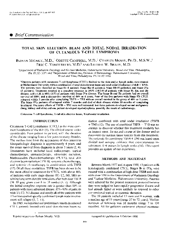 (PDF) Clinical application of Total Skin Electron Beam (TSEB) therapy ...
