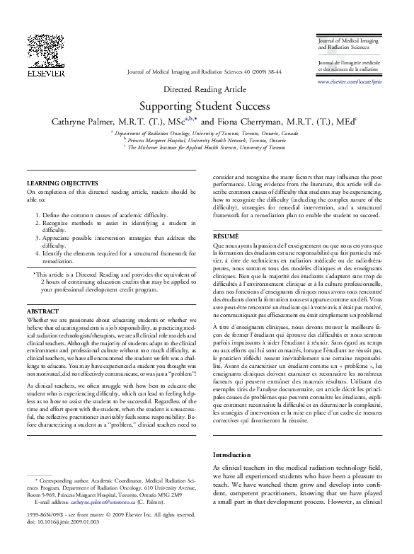 (PDF) Supporting Student Success