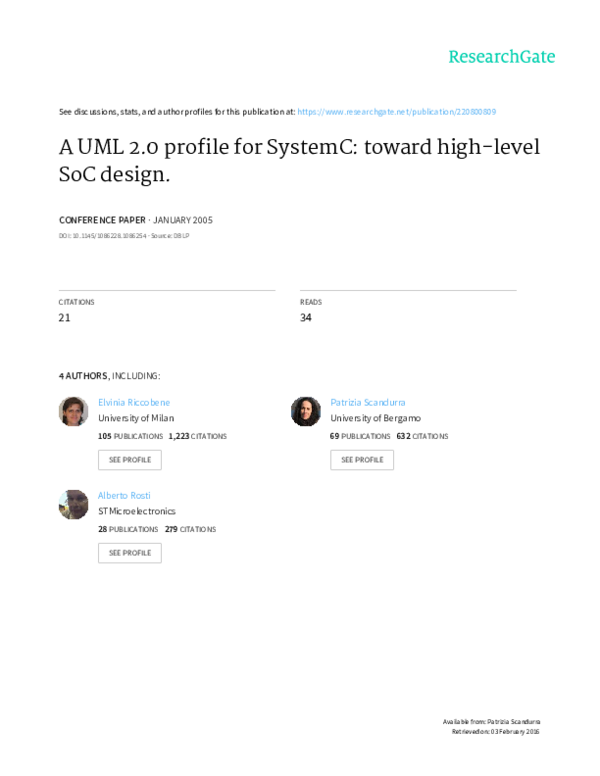 (PDF) A UML 2.0 profile for SystemC