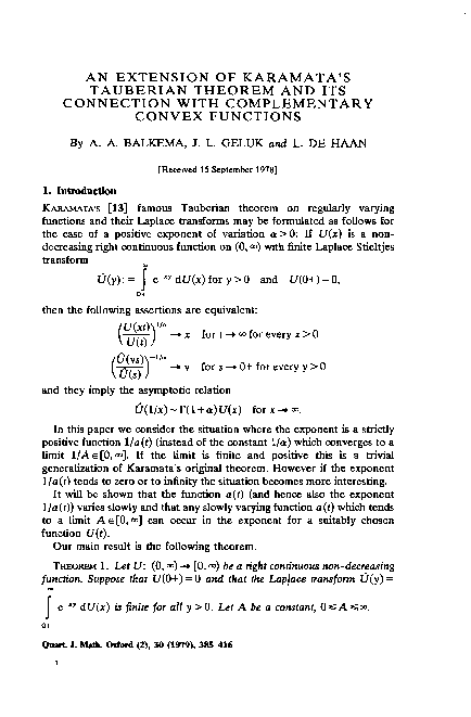 Pdf An Extension Of Karamatas Tauberian Theorem And Its Connection With Complementary Convex