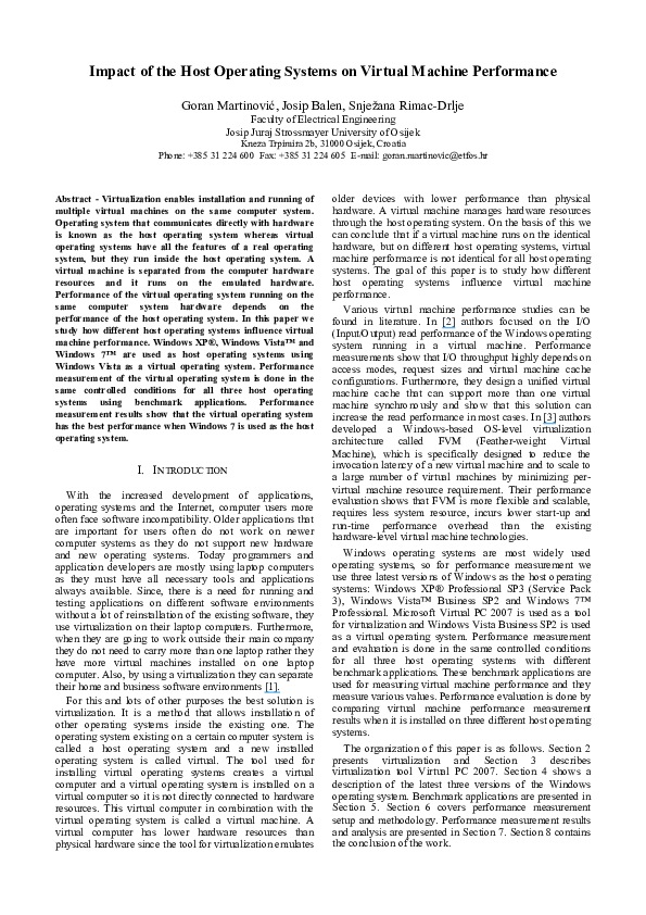 (PDF) Impact of the host operating systems on virtual machine performance