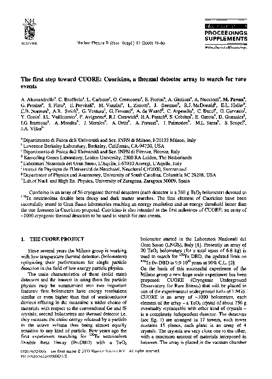 (PDF) A cryogenic underground observatory for rare events: CUORE, an ...