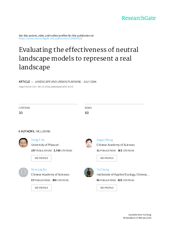 (PDF) Evaluating the effectiveness of neutral landscape models to ...