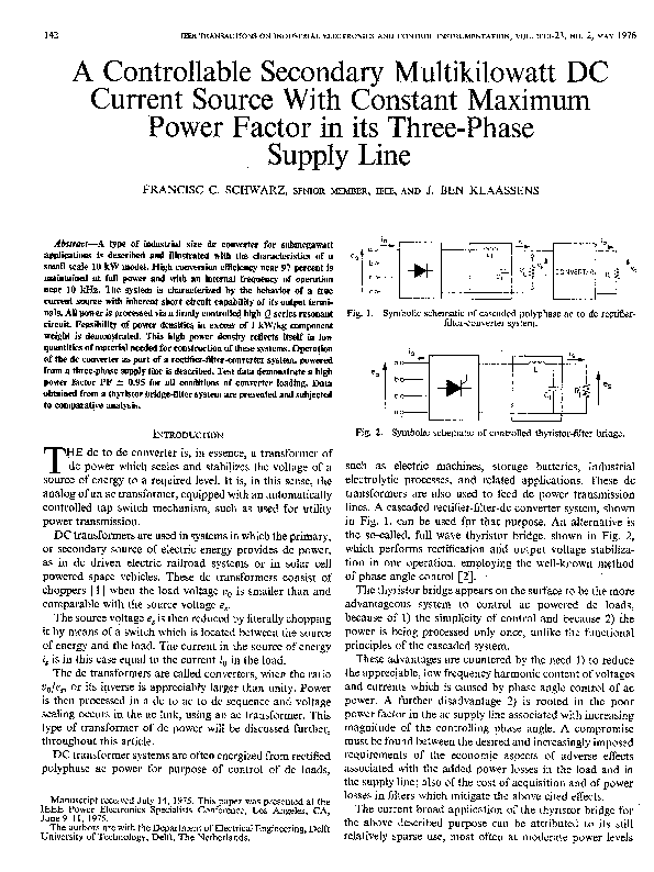 Pdf A Controllable Secondary Multikilowatt Dc Current Source With Constant Maximum Power