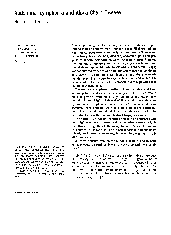 (PDF) Abdominal lymphoma and alpha chain disease