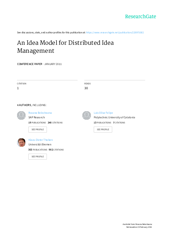 (PDF) An Idea Model for Distributed Idea Management