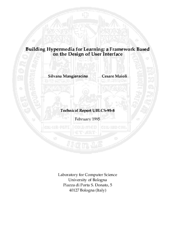 (PDF) Building hypermedia for learning: a framework based on the design of user interface