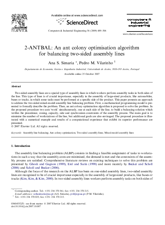 (PDF) 2-ANTBAL: An ant colony optimisation algorithm for balancing two-sided assembly lines