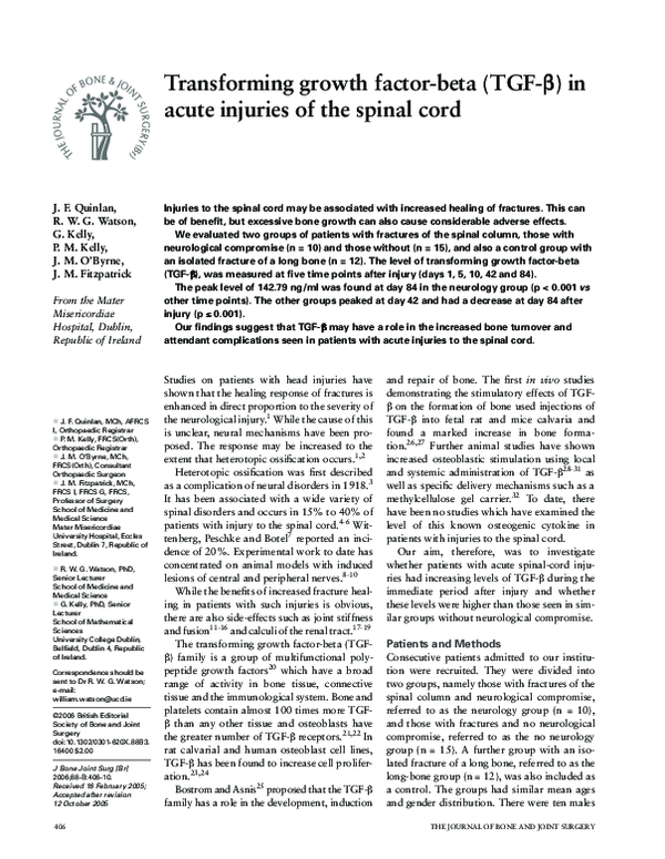 (PDF) Transforming growth factor-beta (TGF- ) in acute injuries of the spinal cord