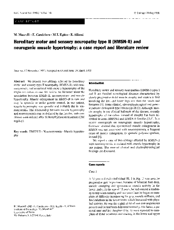 (PDF) Hereditary motor and sensory neuropathy type II (HMSN-II) and ...