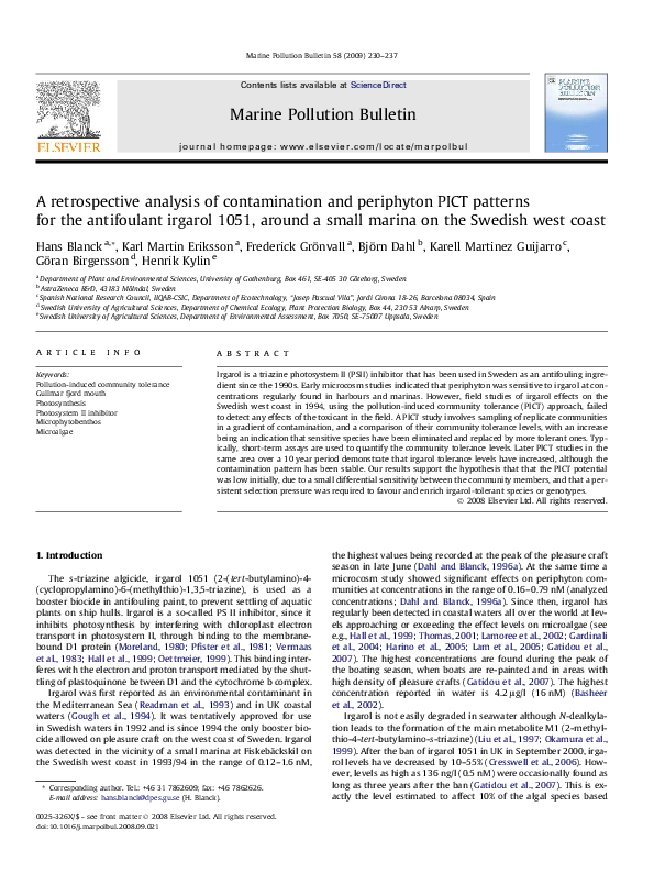 (PDF) A retrospective analysis of contamination and periphyton PICT ...