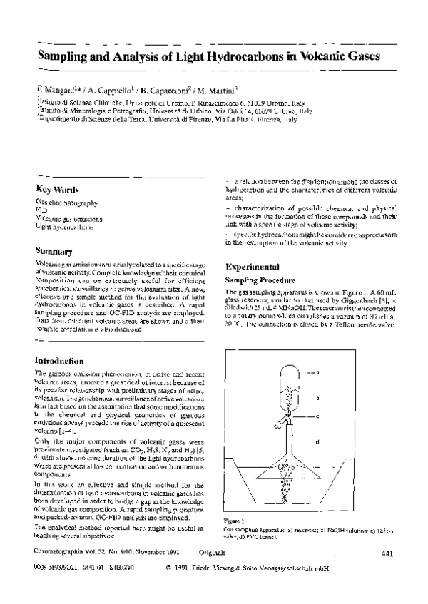 (PDF) Sampling and analysis of light hydrocarbons in volcanic gases