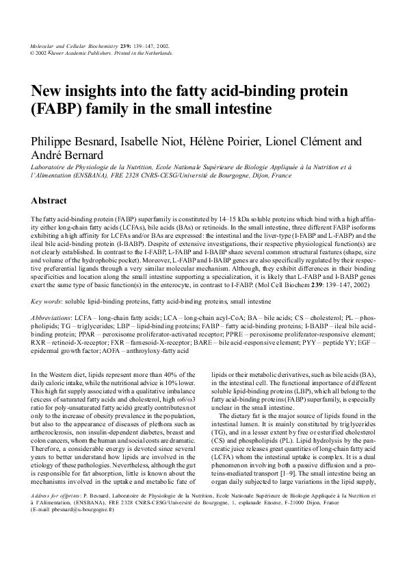 (PDF) New insights into the fatty acid-binding protein (FABP) family in ...