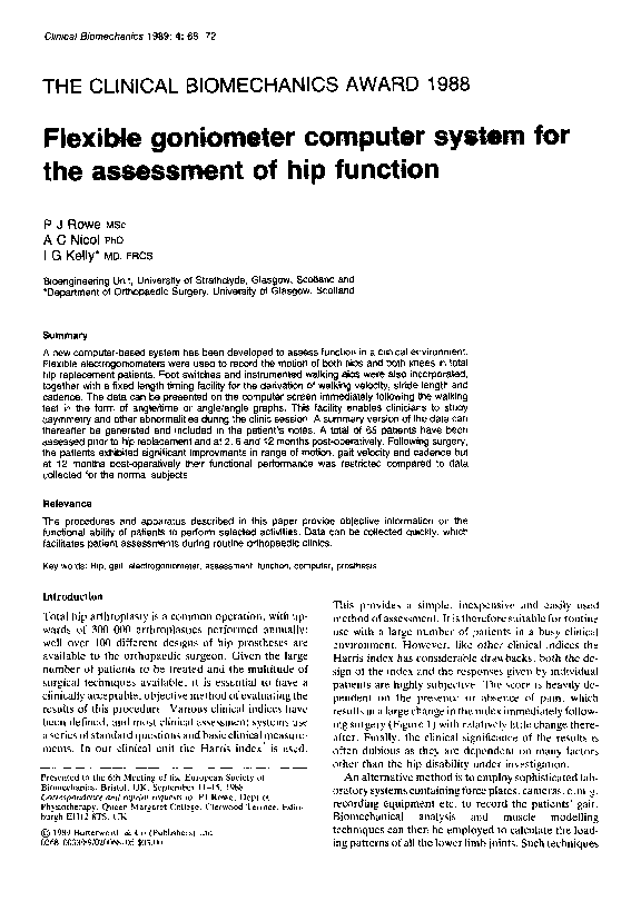 (PDF) Flexible goniometer computer system for the assessment of hip ...
