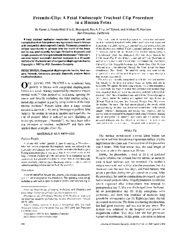 (PDF) Fetendo-clip: A fetal endoscopic tracheal clip procedure in a ...