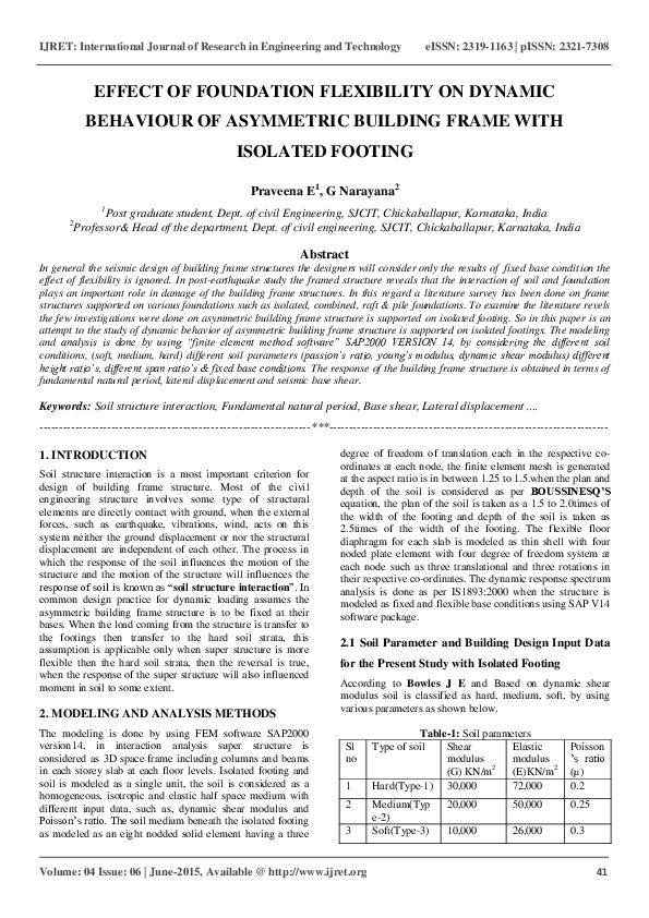 (PDF) EFFECT OF FOUNDATION FLEXIBILITY ON DYNAMIC BEHAVIOUR OF ASYMMETRIC BUILDING FRAME WITH ...