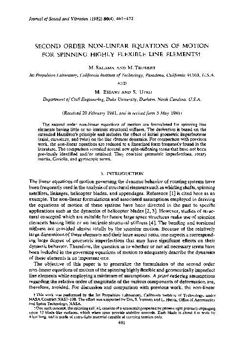 (PDF) Second order non-linear equations of motion for spinning highly flexible line elements ...