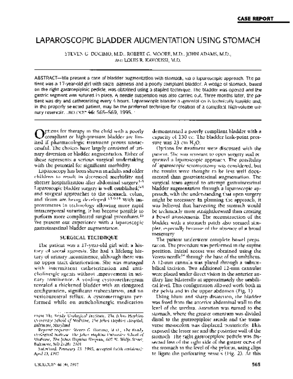 (PDF) Laparoscopic bladder augmentation using stomach