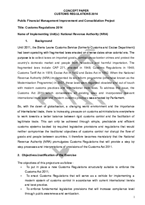 (DOC) Customs Regulation