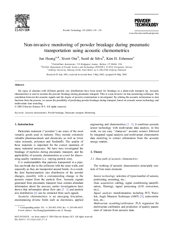 (PDF) Non-invasive monitoring of powder breakage during pneumatic ...