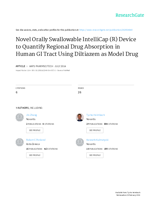 (PDF) Novel orally swallowable IntelliCap(®) device to quantify ...