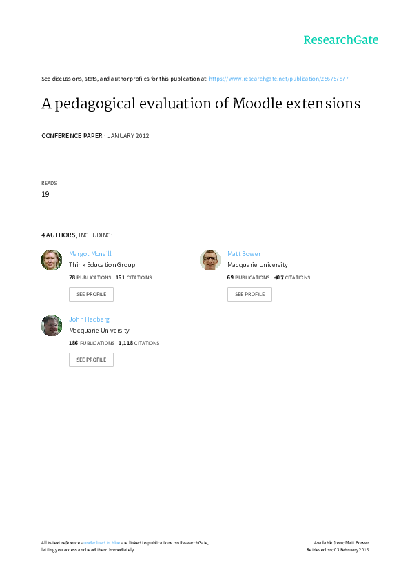 (PDF) A pedagogical evaluation of Moodle extensions