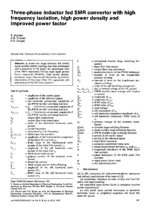 (PDF) Three-phase inductor fed SMR convertor with high frequency ...