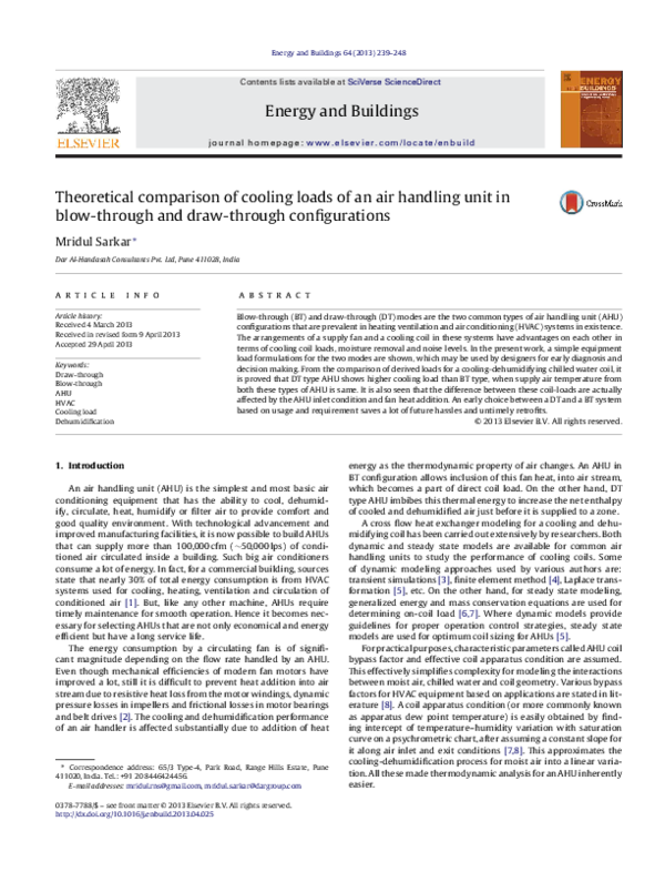 (PDF) Theoretical comparison of cooling loads of an air handling unit ...