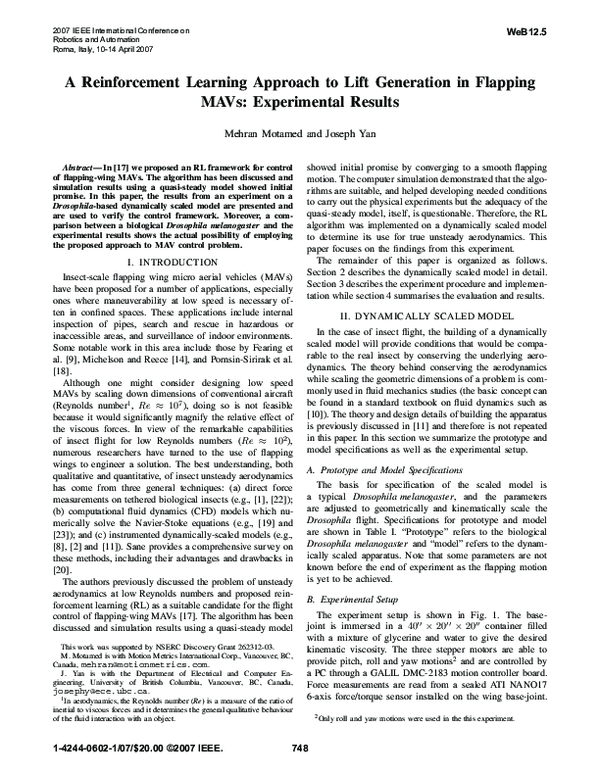(PDF) A Reinforcement Learning Approach to Lift Generation in Flapping ...