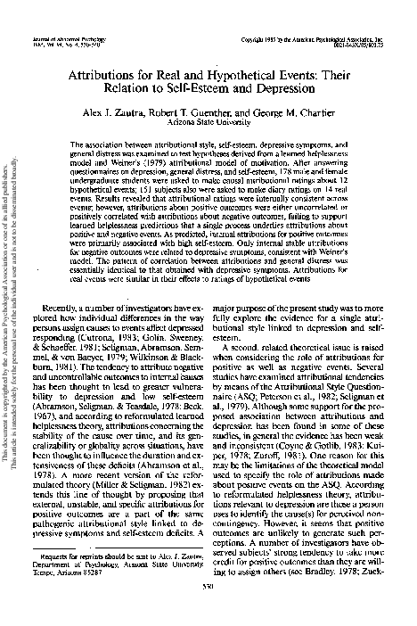 (PDF) Attributions for Real and Hypothetical Events: Do They Predict ...
